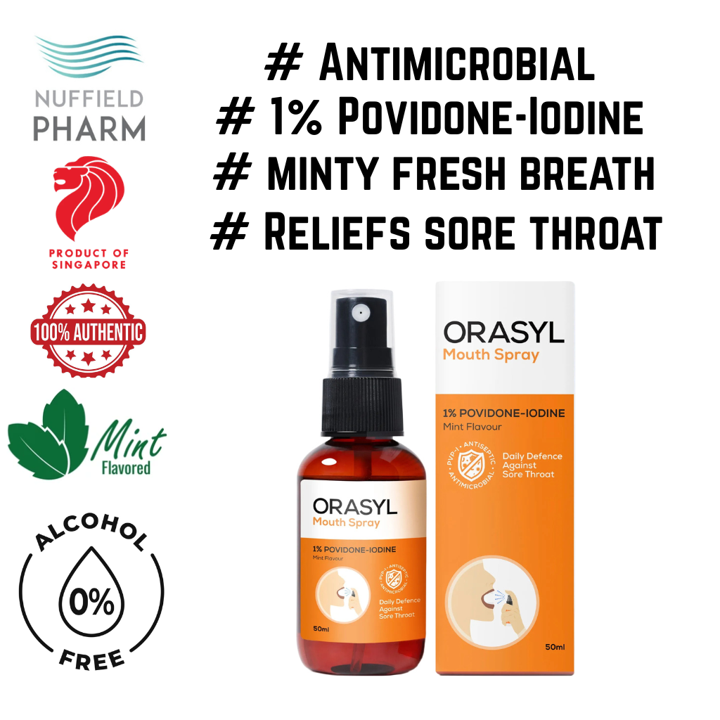ORASYL ORANGE - Povidone-Iodine Mouth Spray (50ML) Expiry Oct 2028 ...